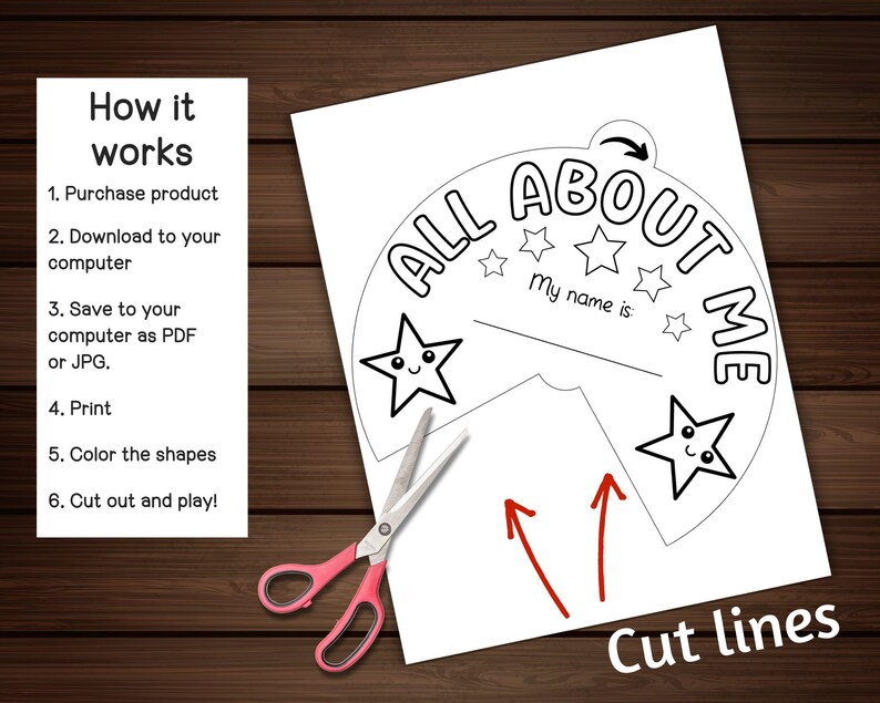 All About Me Back to School First Day Coloring Activity, Spinner Wheel ...