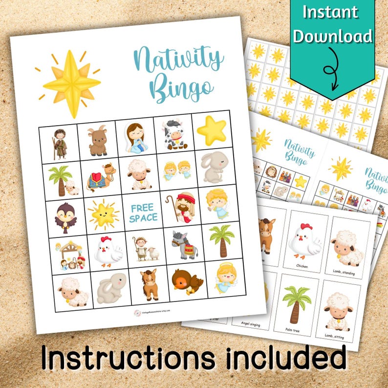 Nativity Bingo, Christmas Bingo, Bible Stories Bingo, Sunday School ...