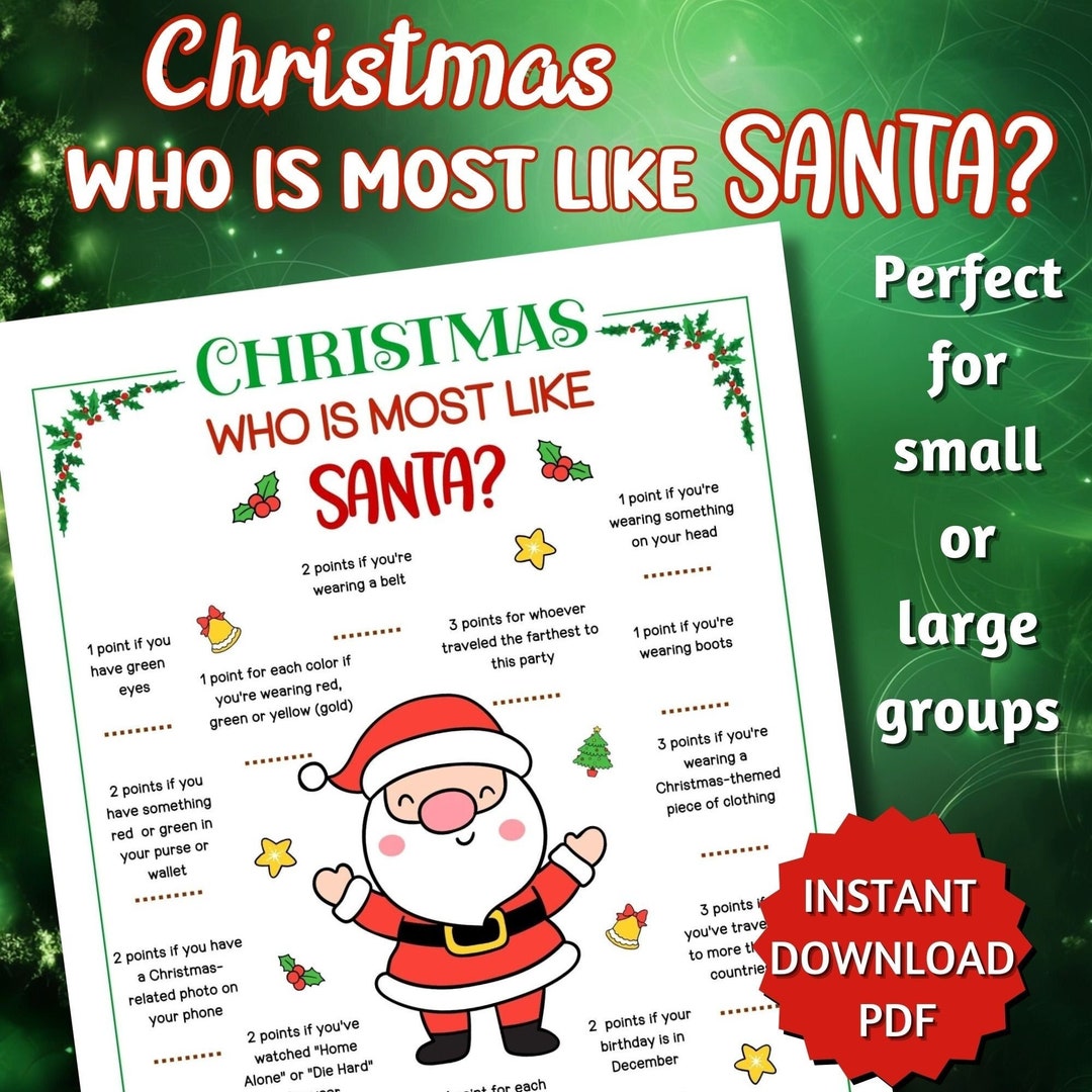 Christmas Icebreaker Game, Who is Most Like Santa, Christmas Party Game ...