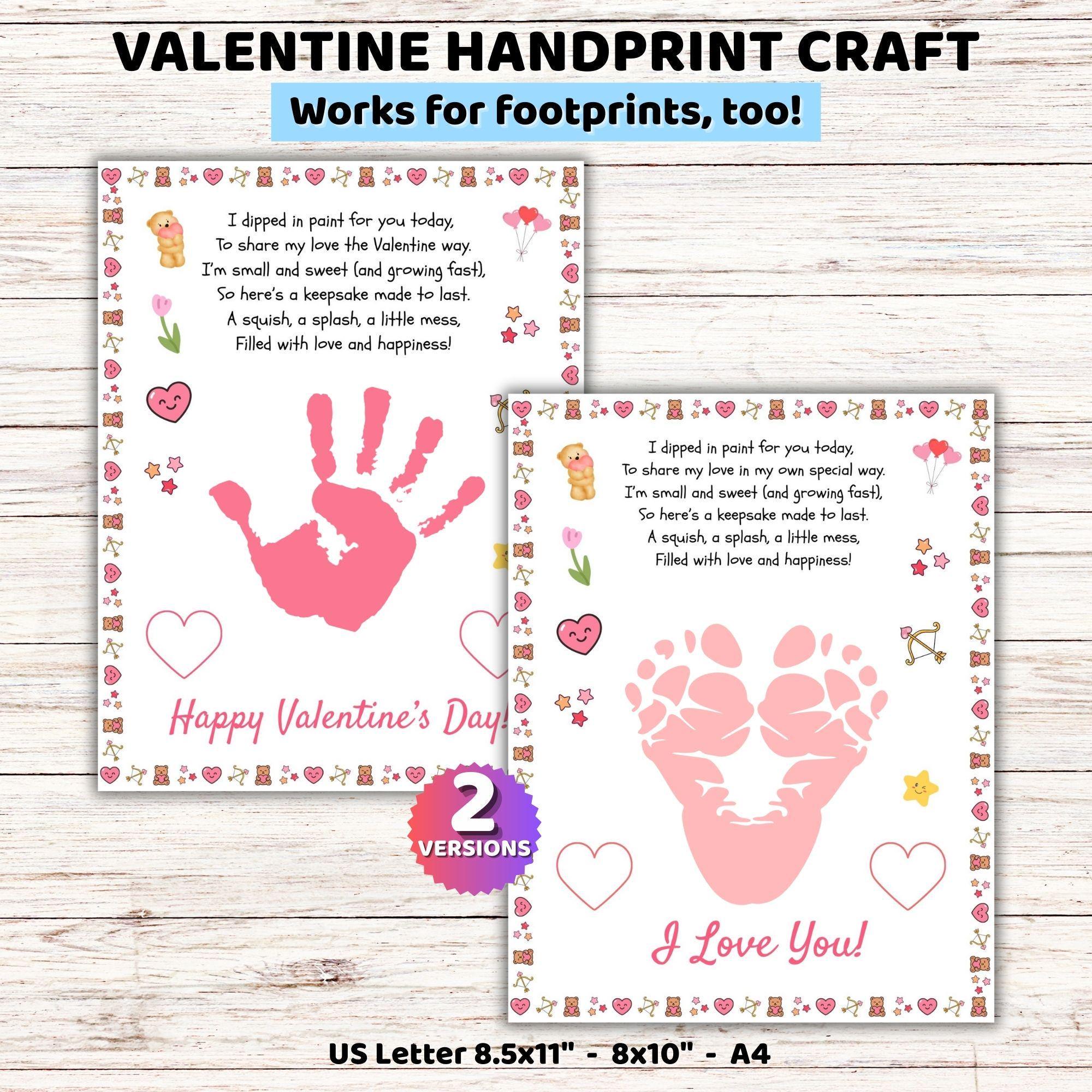 Valentines Day Handprint Craft With Poem, Baby Footprint Art, Daycare ...