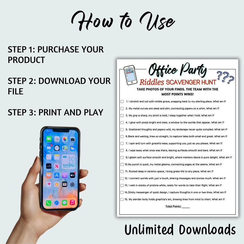 Office Scavenger Hunt Riddles Game, Photo Scavenger Hunt, Team Building ...