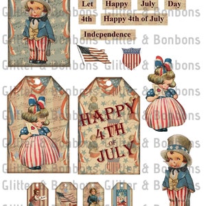 Vintage Patriotic Digital Paper Pack, Americana Colors, Vintage ...