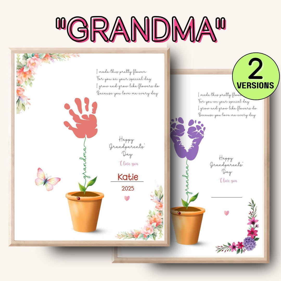 GRANDMA Handprint, Grandparents Day Handprint Craft, DIY Gifts for ...