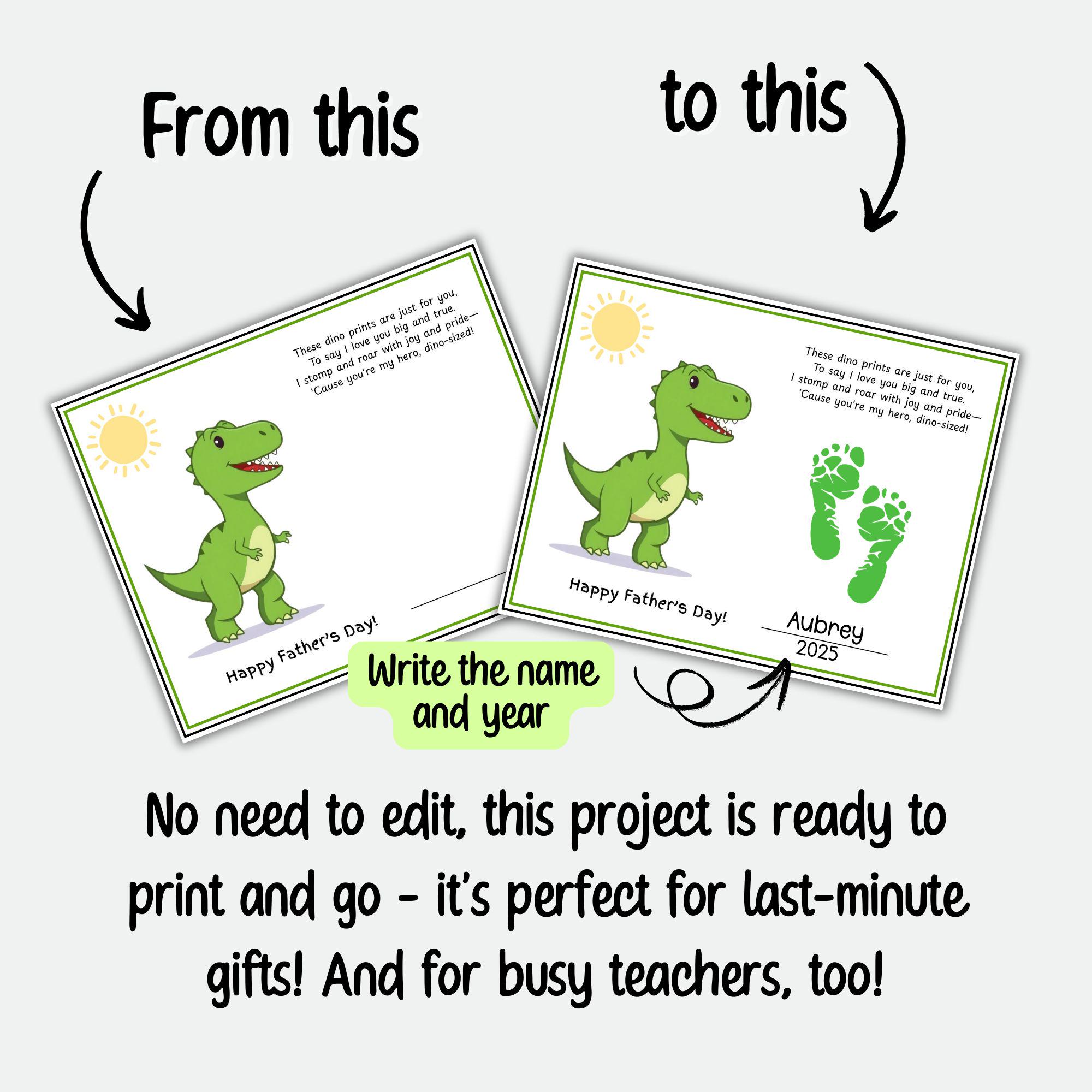 Fathers Day Dinosaur Footprint Poem, Newborn Keepsake, Dinosaur ...