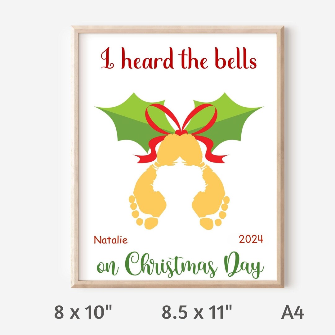 EDITABLE Christmas Bells Holiday Baby Footprint Art, Preschool ...