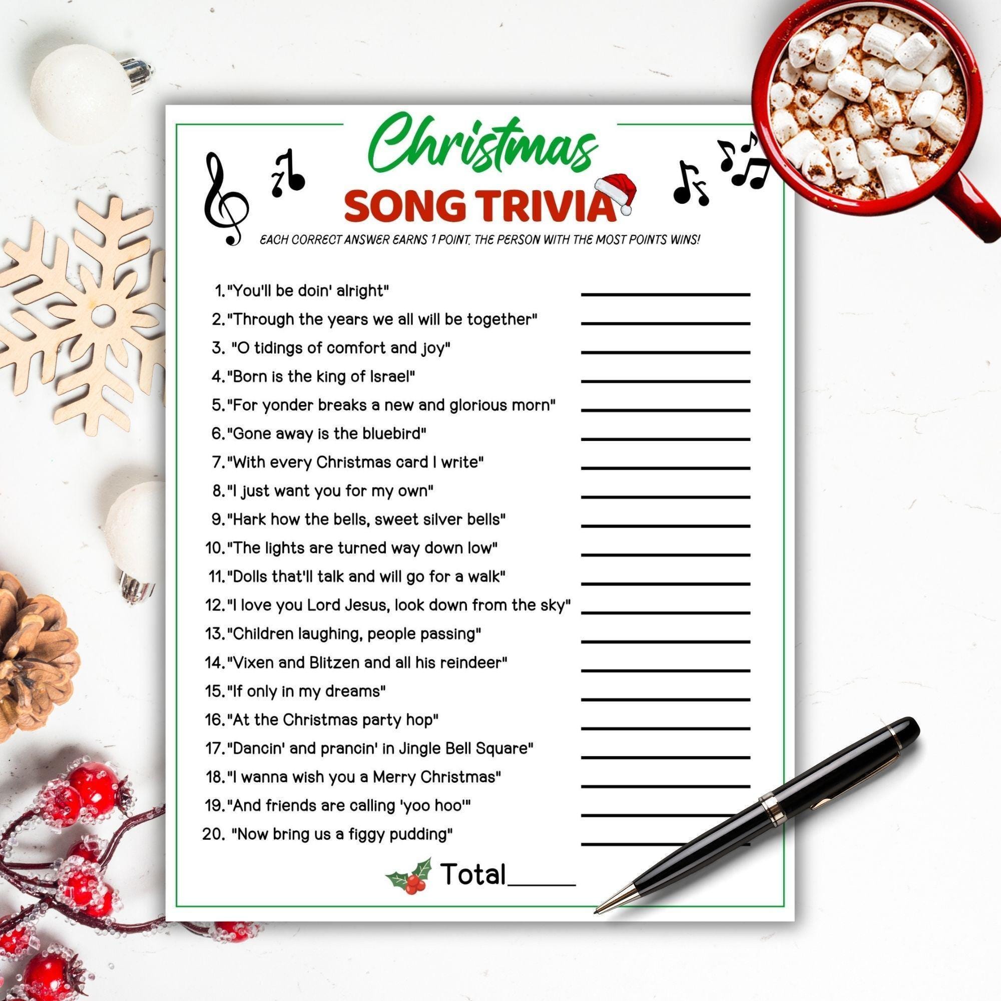Christmas Song Trivia, Name That Tune Game, Friendsmas Games, Christmas ...