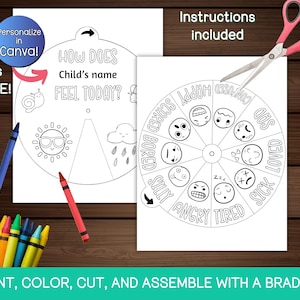 Editable Spinner Wheel Coloring Activity, Feelings Wheel for Calm Down ...