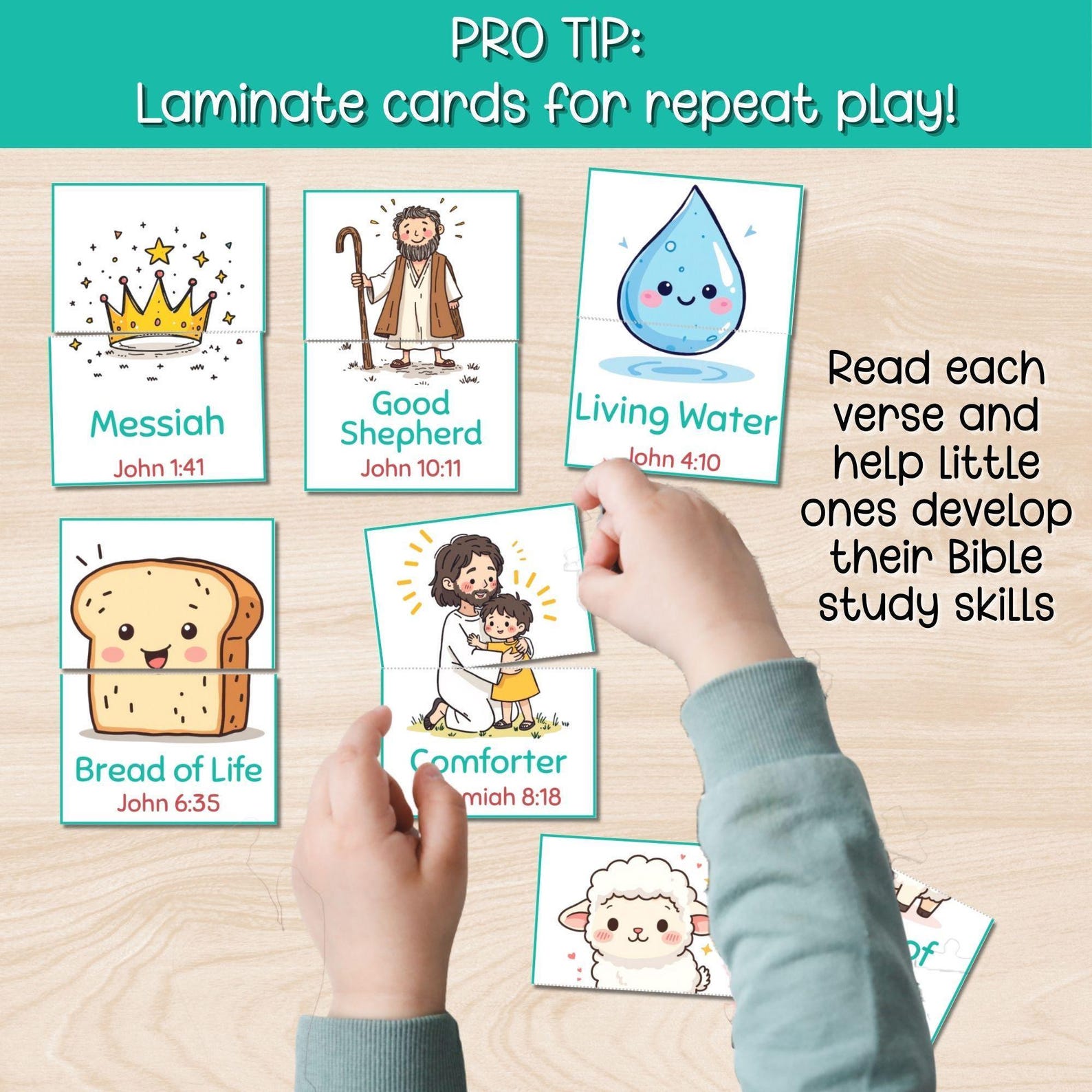 PRINTABLE Names of Jesus Matching Game, Morning Basket Preschool Bible ...