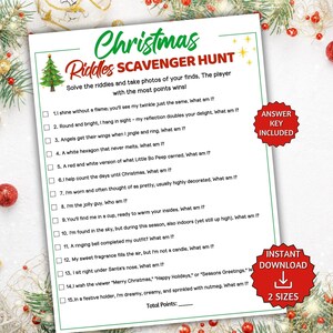 Christmas Scavenger Hunt Riddles Game, Photo Scavenger Hunt, Ice ...