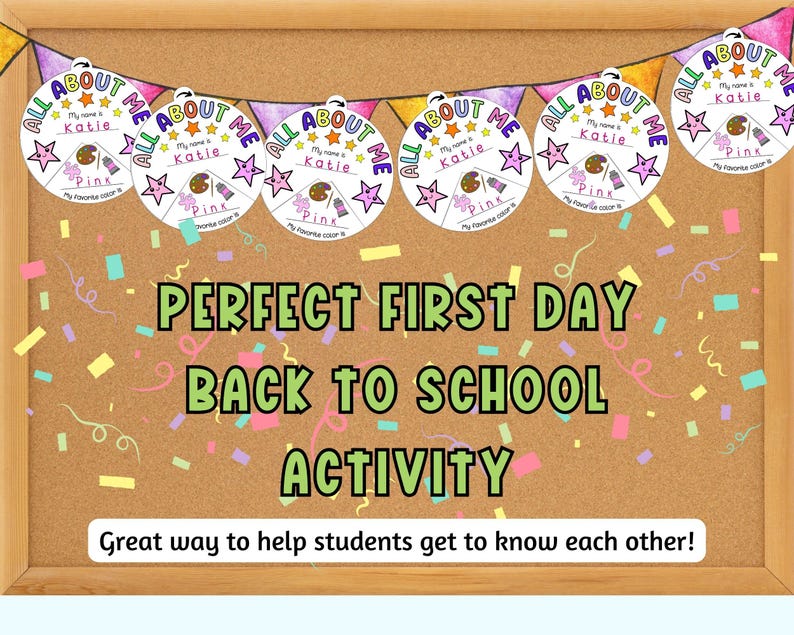 All About Me Back to School First Day Coloring Activity, Spinner Wheel ...