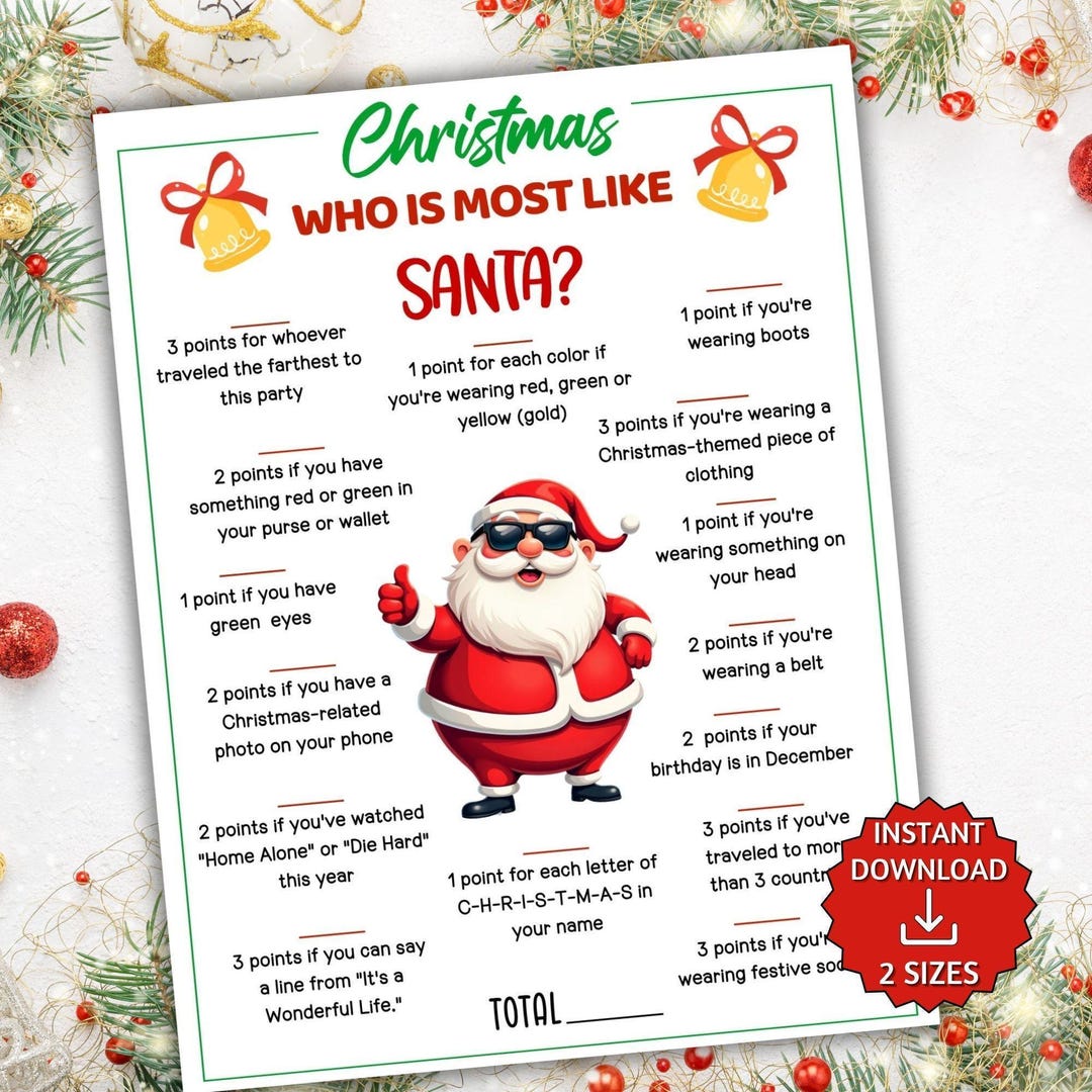 Who is Most Like Santa Christmas Icebreaker Game, Christmas Party Game ...