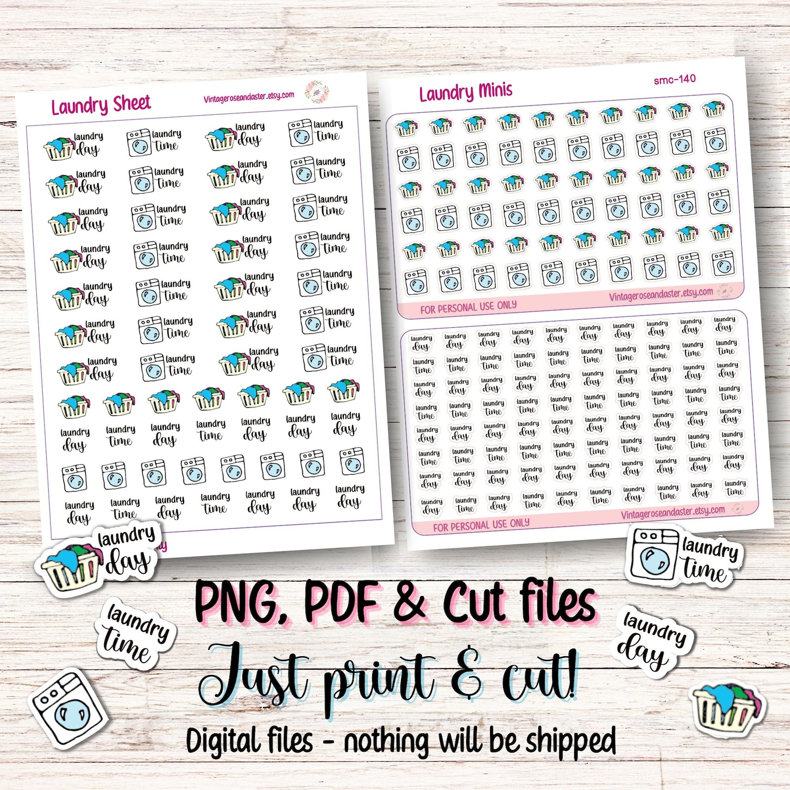 Printable Laundry Planner Stickers, Functional Laundry Stickers ...