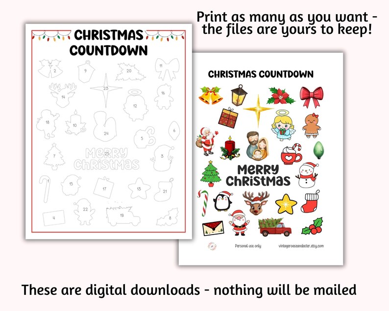 Christmas Countdown Calendar, Kids Advent Calendar, Christmas Stickers ...