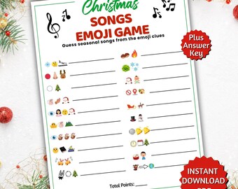 Christmas Song Emoji Game, Christmas Party Game, Christmas Printable ...