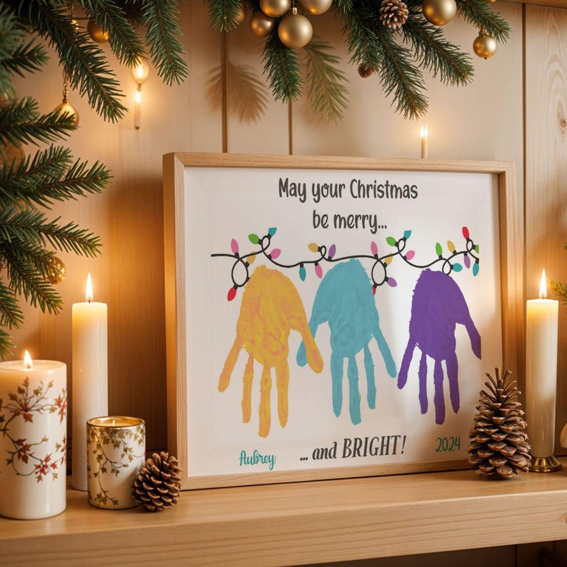 EDITABLE Christmas Lights Handprint Art, Downloadable DIY Crafts ...