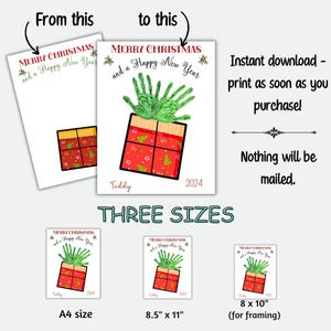 EDITABLE Christmas Gift Handprint Craft, Handprint Art, Downloadable ...