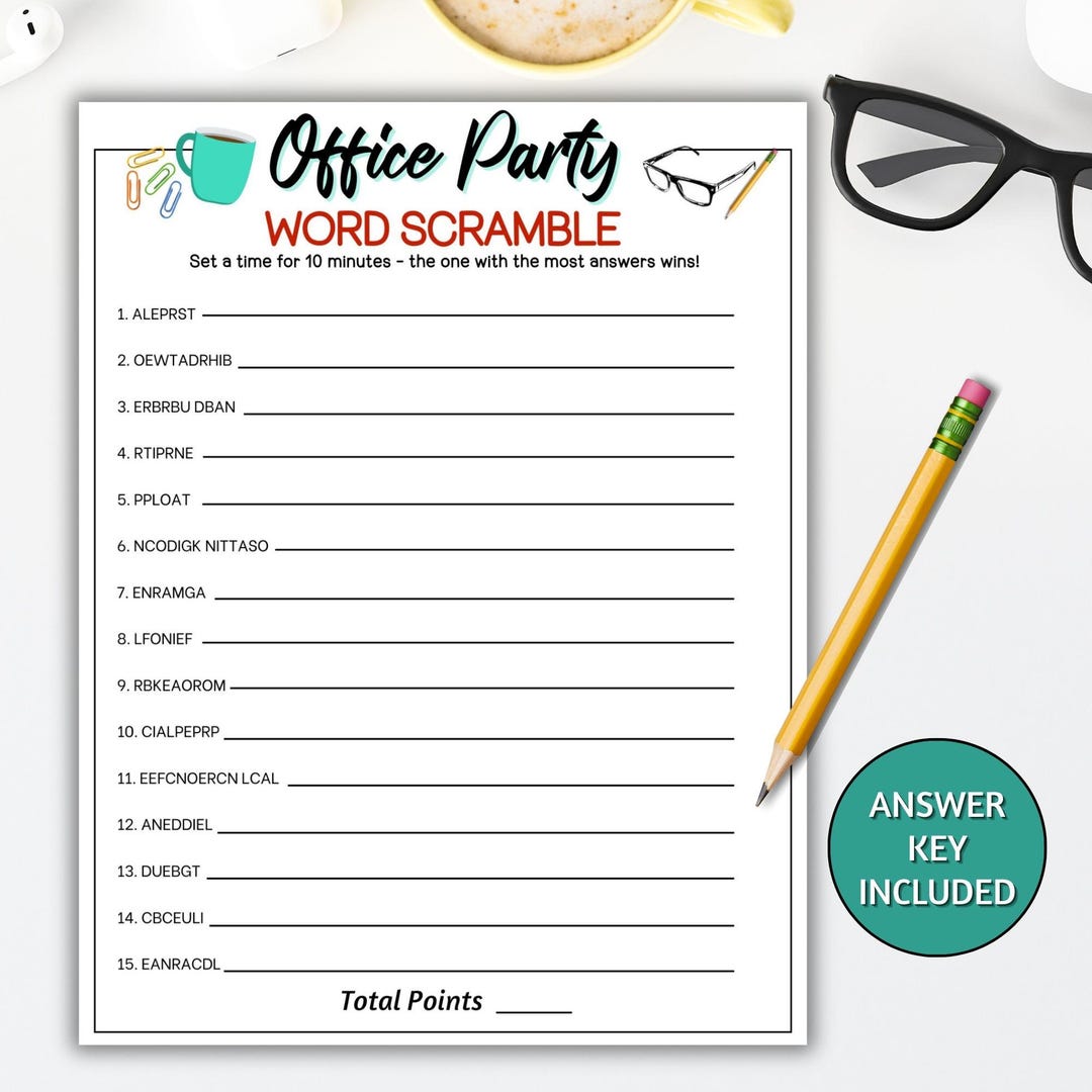 Office Party Word Scramble, Virtual Games for Work, Office Games, Team ...