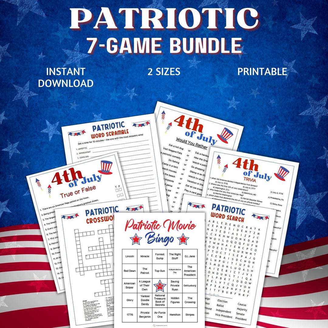 Patriotic Games Bundle, Fourth of July Games, Memorial Day Game Bundle ...