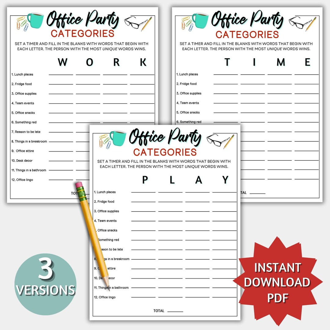 Office Scattergories Game, Team Building Puzzles, Office Games Puzzles ...