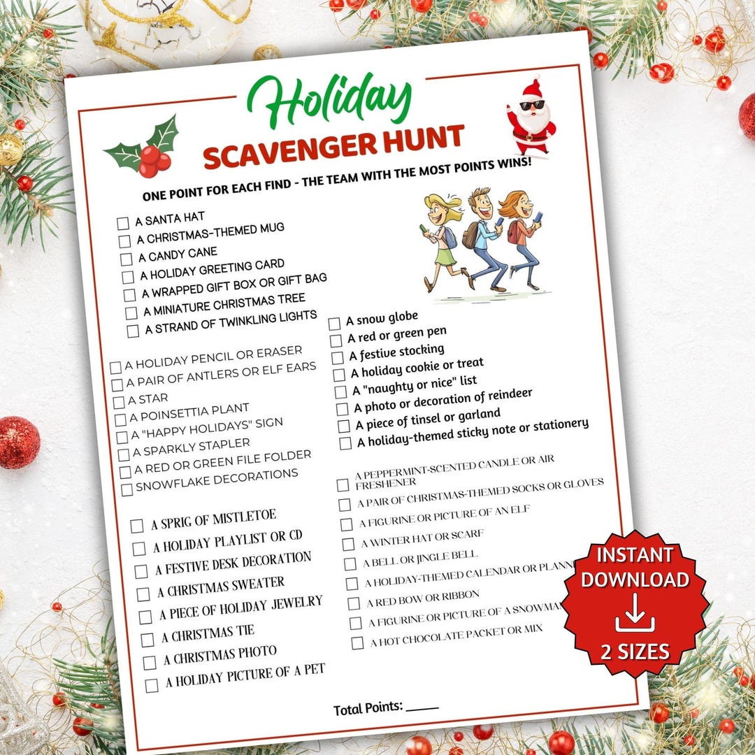 Holiday Office Scavenger Hunt, Office Christmas Party Games, Staff Team ...
