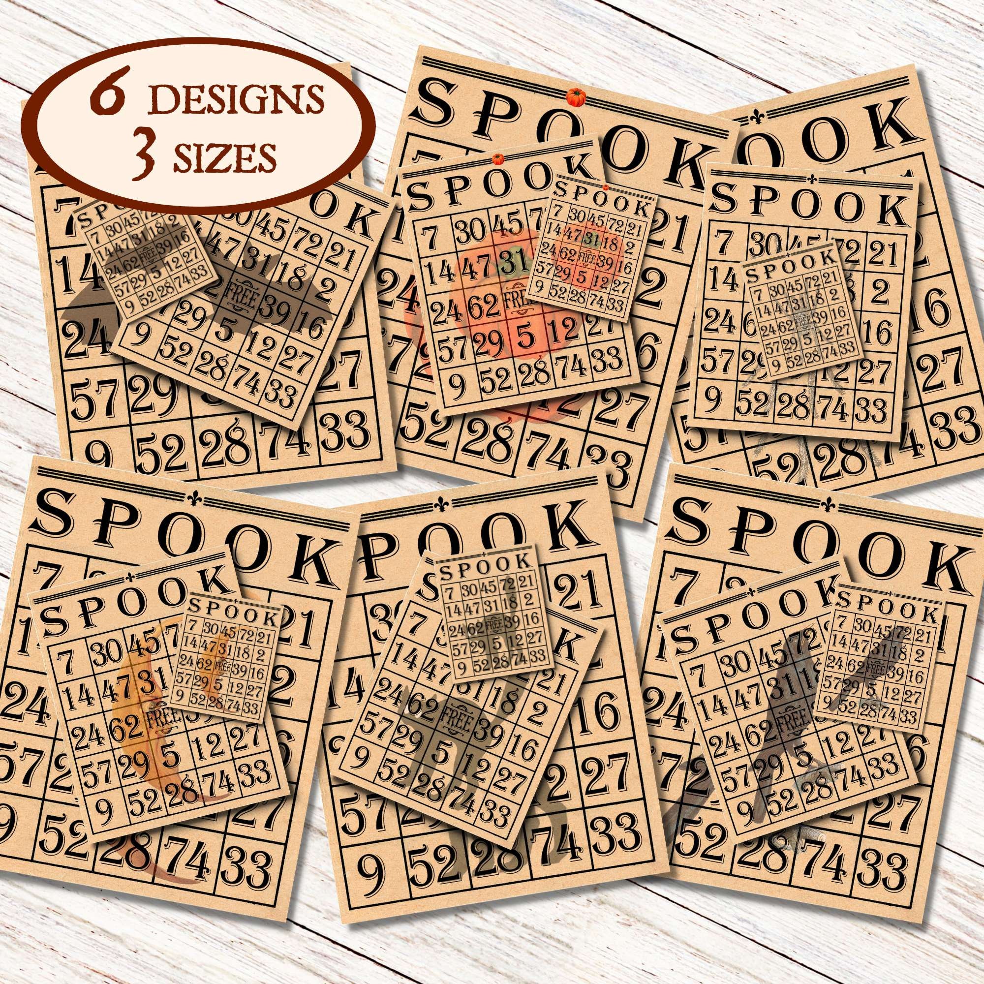 Vintage Printable Halloween Bingo Cards, Vintage Spooky Collage Sheet ...