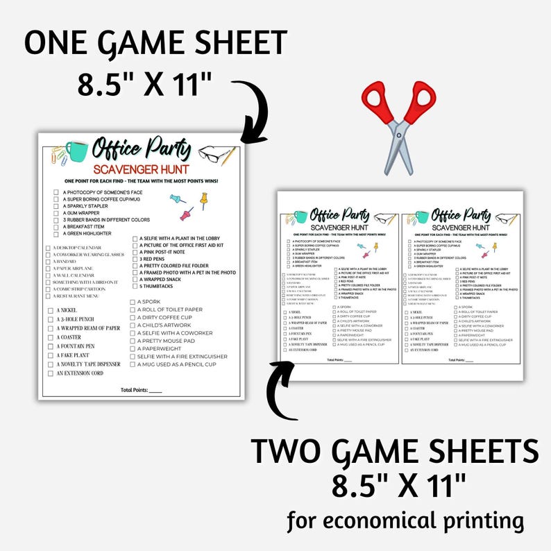 Office Scavenger Hunt PDF Printable Bundle, Work Scavenger Hunt, Office ...