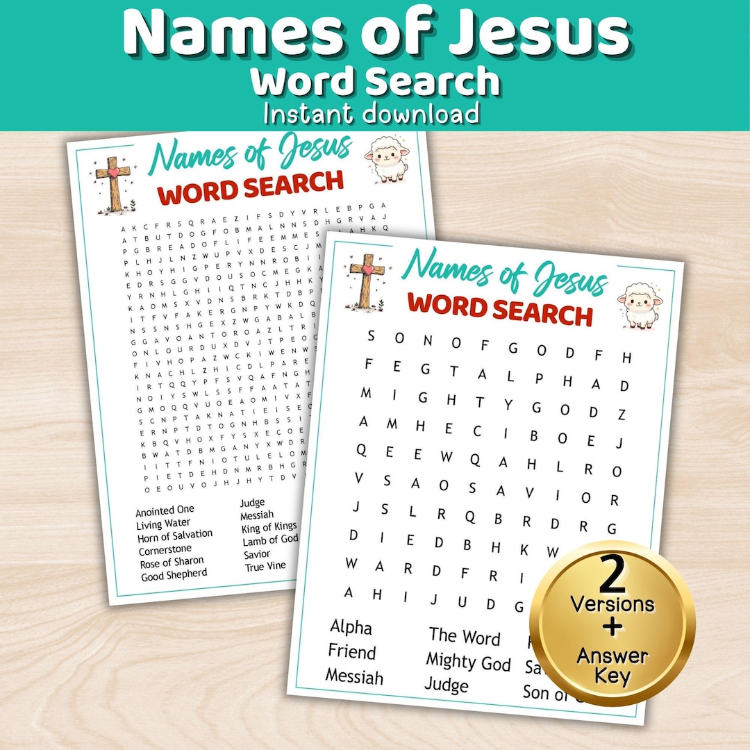 PRINTABLE Names of Jesus Bible Word Search, Youth Group Games, Bible ...