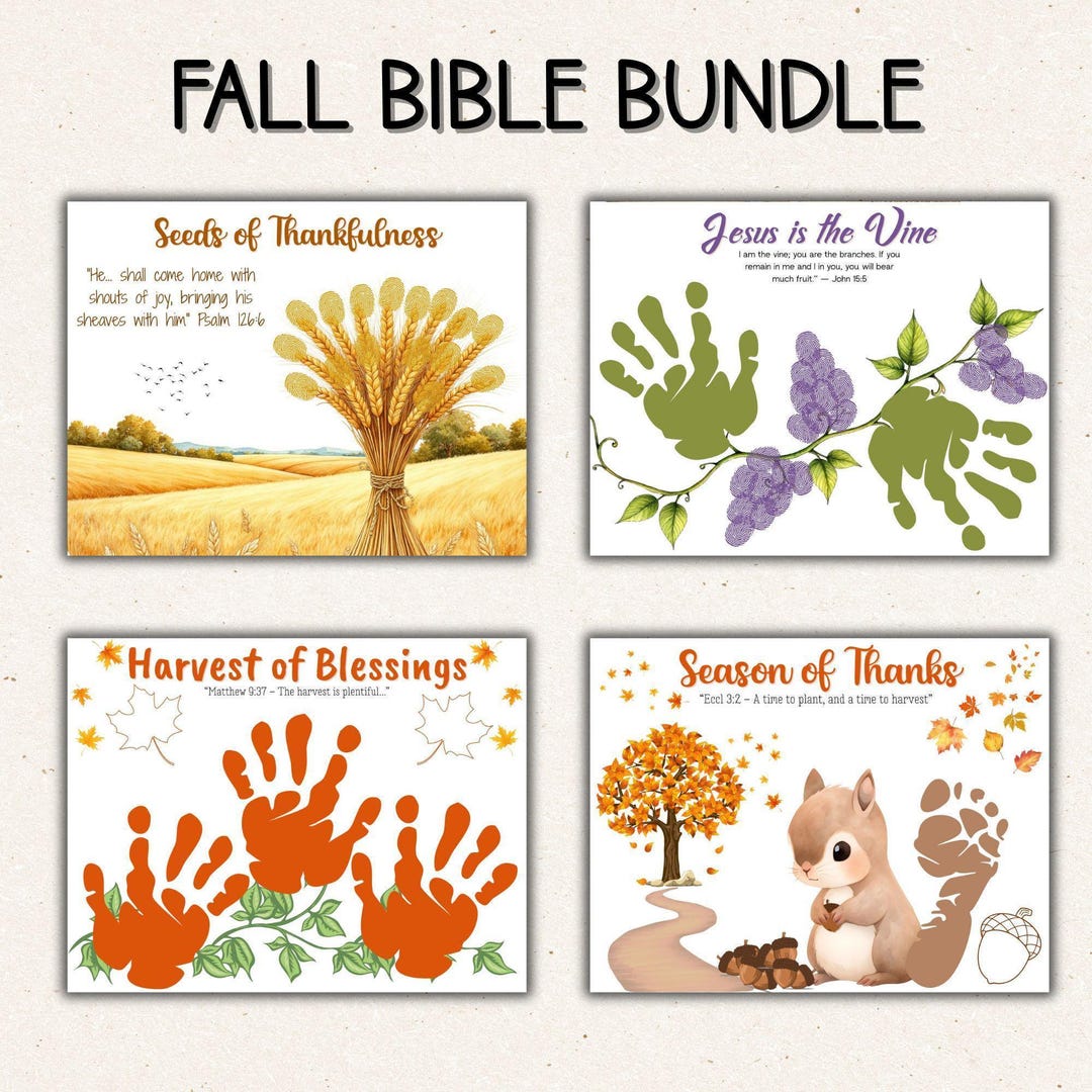 Fall Bible Handprint Craft Bundle, Fall Sunday School Craft, Homeschool ...