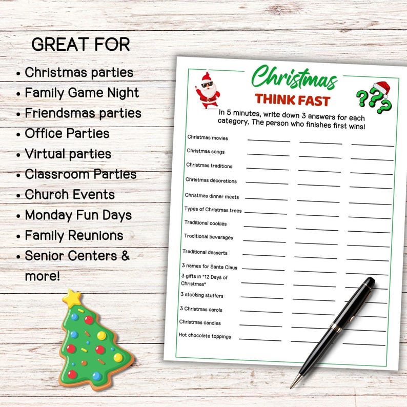 Think Fast Christmas Game, Christmas Trivia, Christmas Family Games ...