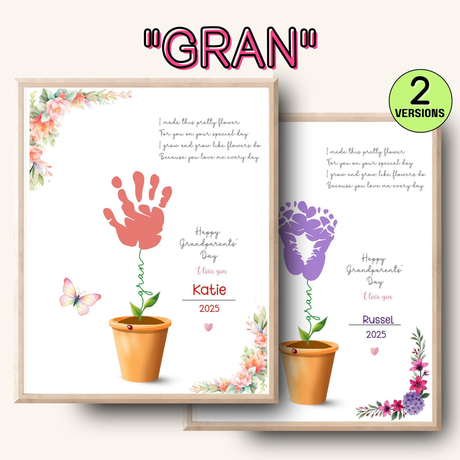 GRAN Grandparents Day Handprint Craft, Handprint Poem, Baby Footprint ...