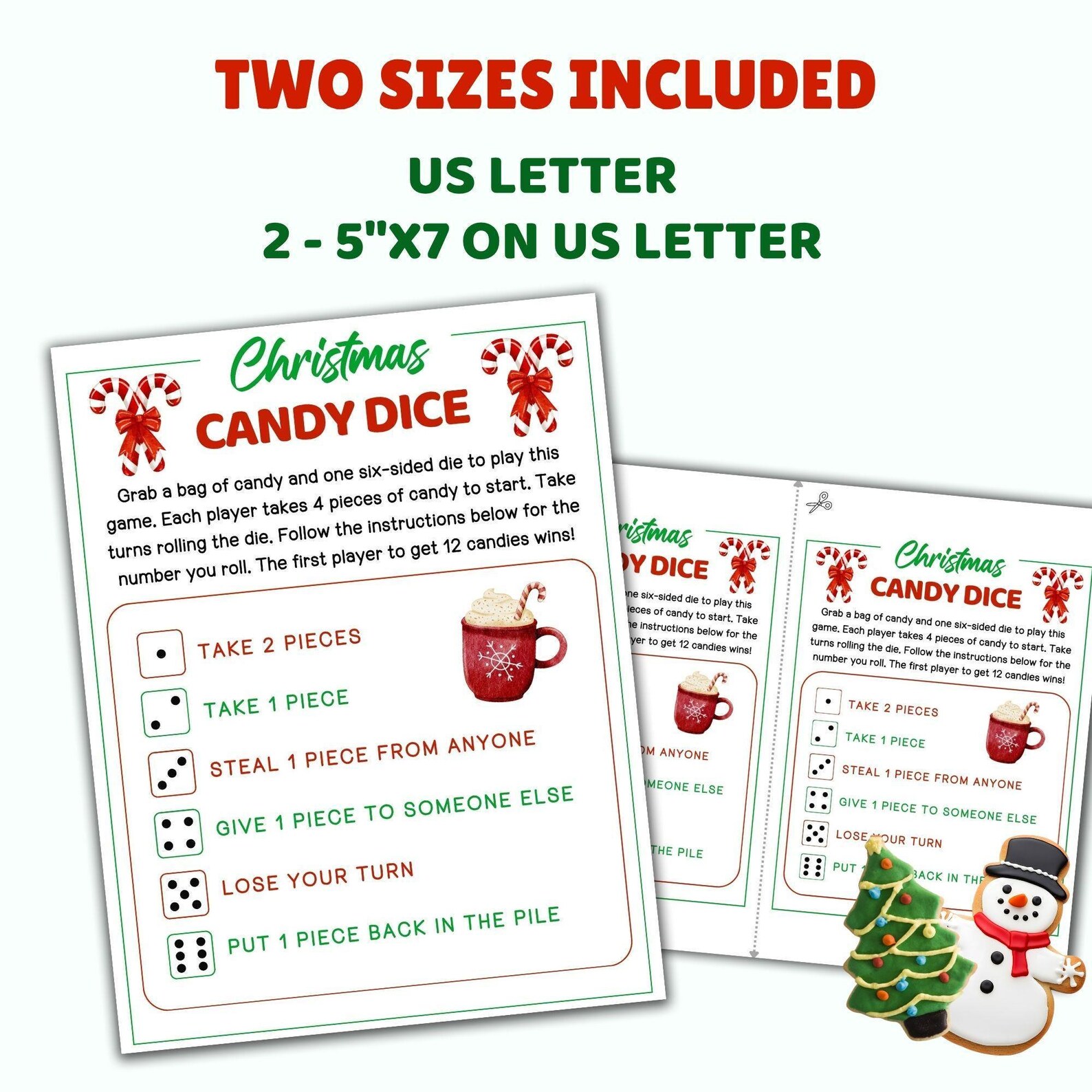 Christmas Candy Dice Game, Christmas Dice Game, Kids Christmas Game ...