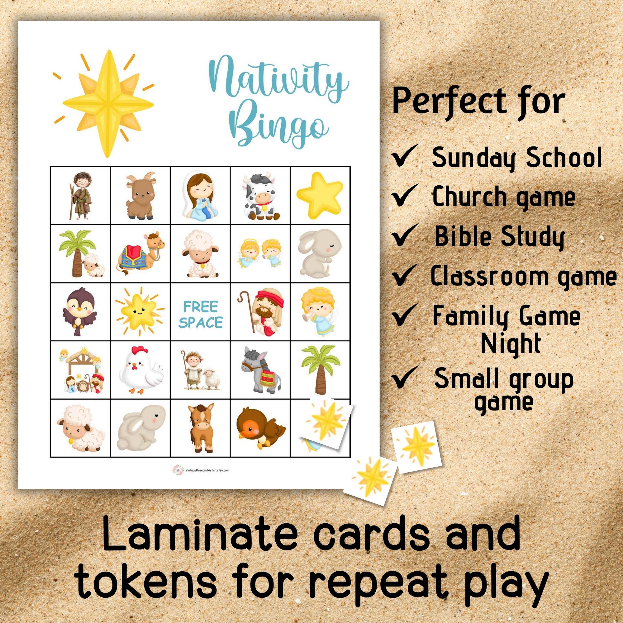 Nativity Bingo, Christmas Bingo, Bible Stories Bingo, Sunday School ...