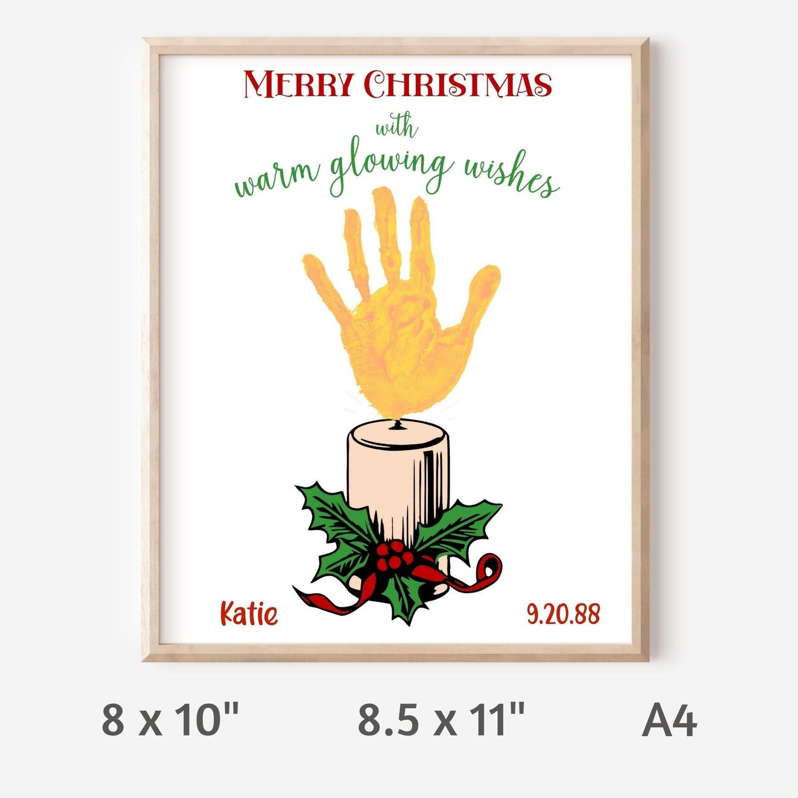 EDITABLE Christmas Candle Handprint Craft, Newborn Keepsake, Handprint ...