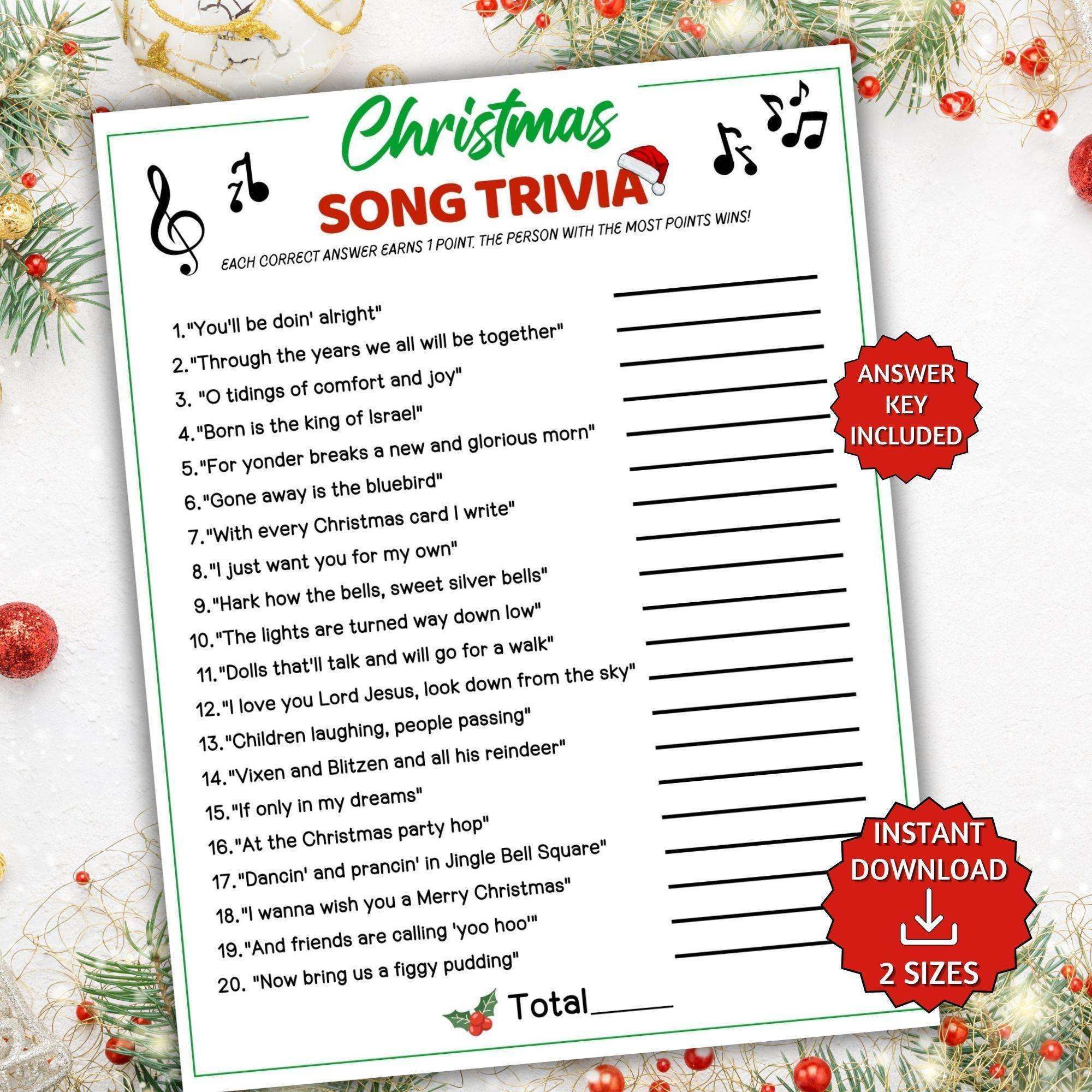 Christmas Song Trivia, Name That Tune Game, Friendsmas Games, Christmas ...