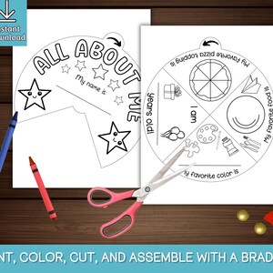 All About Me Back to School First Day Coloring Activity, Spinner Wheel ...