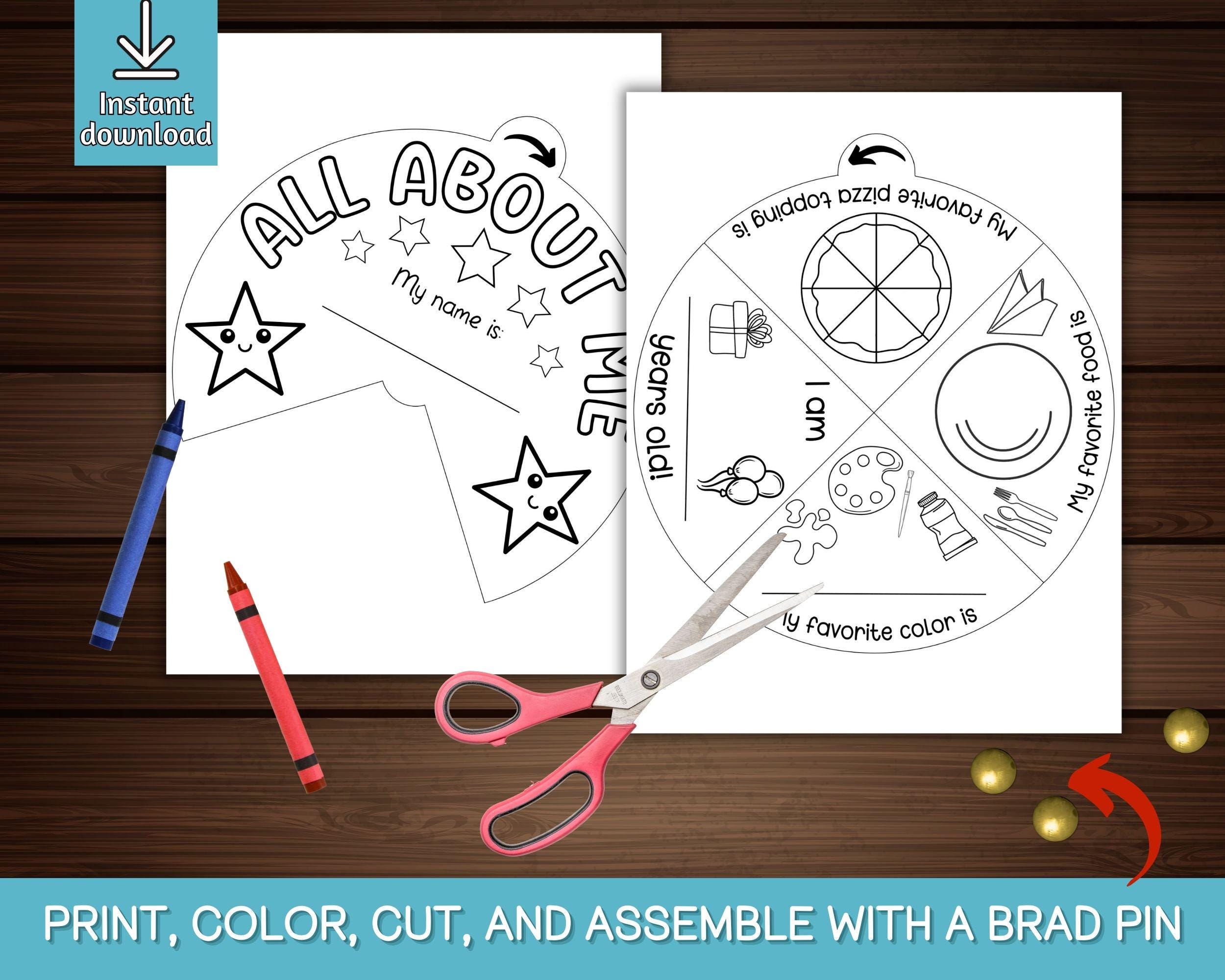 All About Me Back to School First Day Coloring Activity, Spinner Wheel ...