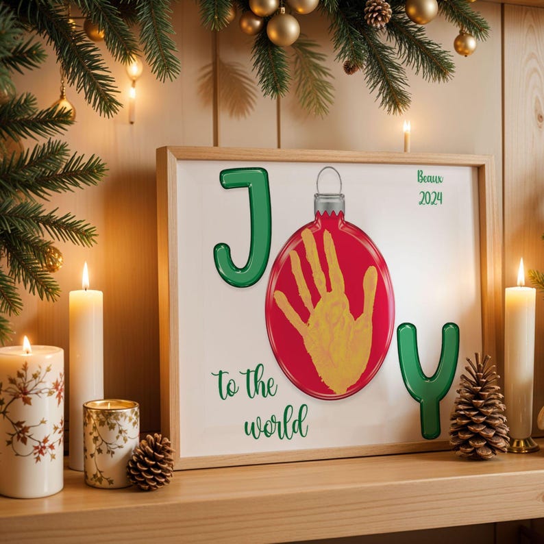 EDITABLE Christmas JOY Handprint Art, Handprint Craft, Baby Footprint ...