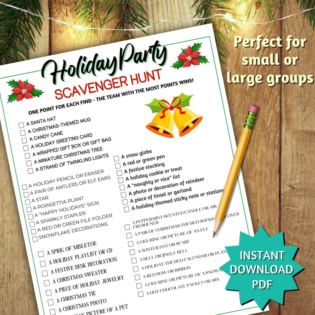 Holiday Scavenger Hunt, Office Games, Scavenger Hunt, Team Building ...
