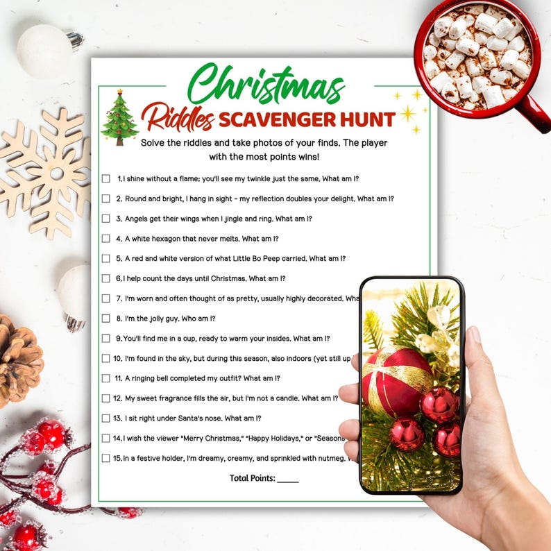 Christmas Scavenger Hunt Riddles Game, Photo Scavenger Hunt, Ice ...