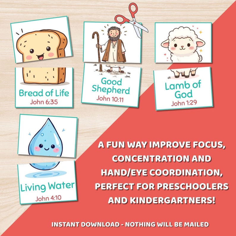 PRINTABLE Names of Jesus Matching Game, Morning Basket Preschool Bible ...