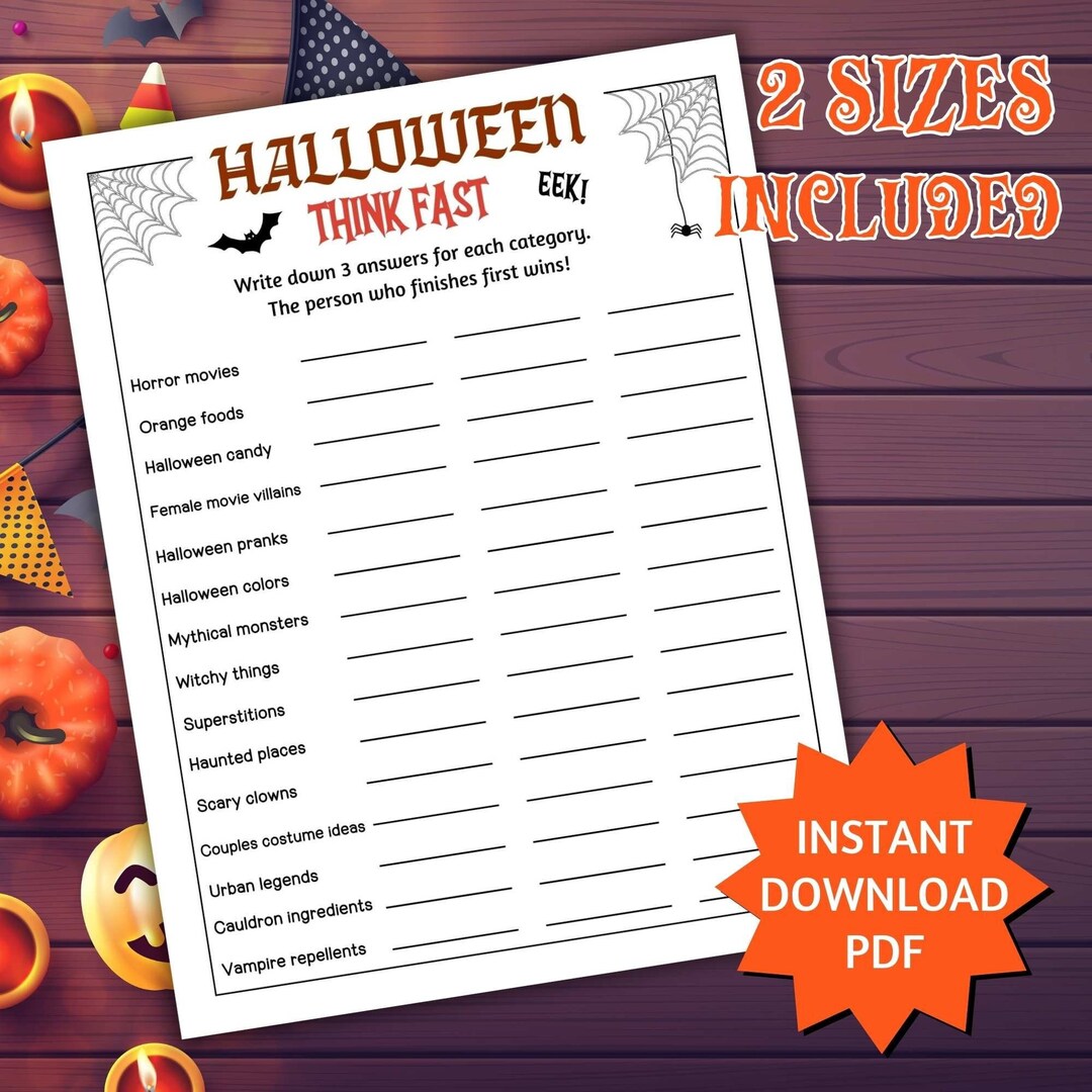 Halloween Think Fast Game, Halloween Activities, Team Building Games ...