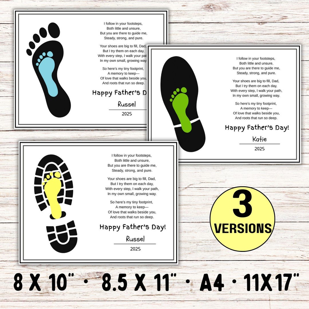 Fathers Day Footprint Poem, Baby Footprint Art, Newborn Keepsake ...