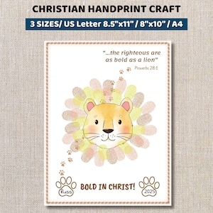 Bold as a Lion Fingerprint Art, Sunday School Craft, Christian Kids ...