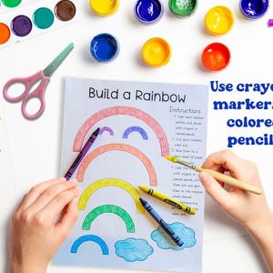 Build a Rainbow Craft Cut and Paste Coloring Activity, Earth Day ...
