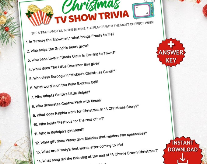 Christmas Trivia Game, Office Party Trivia, Friendsmas Games, Trivia ...
