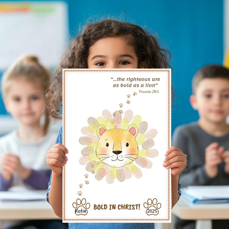 Bold as a Lion Fingerprint Art, Sunday School Craft, Christian Kids ...