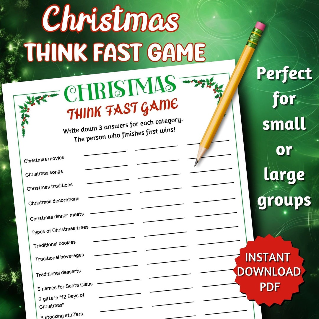 Think Fast Game, Think Fast Christmas Game, Christmas Family Games ...