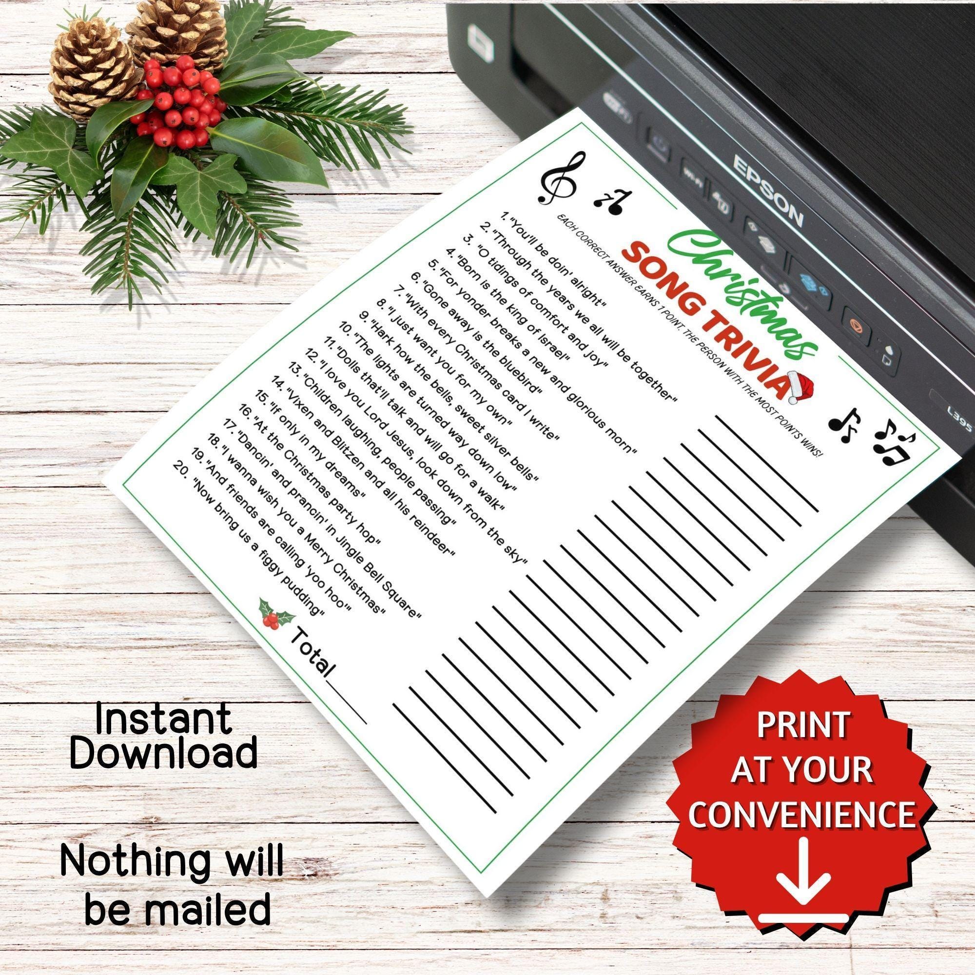 Christmas Song Trivia, Name That Tune Game, Friendsmas Games, Christmas ...