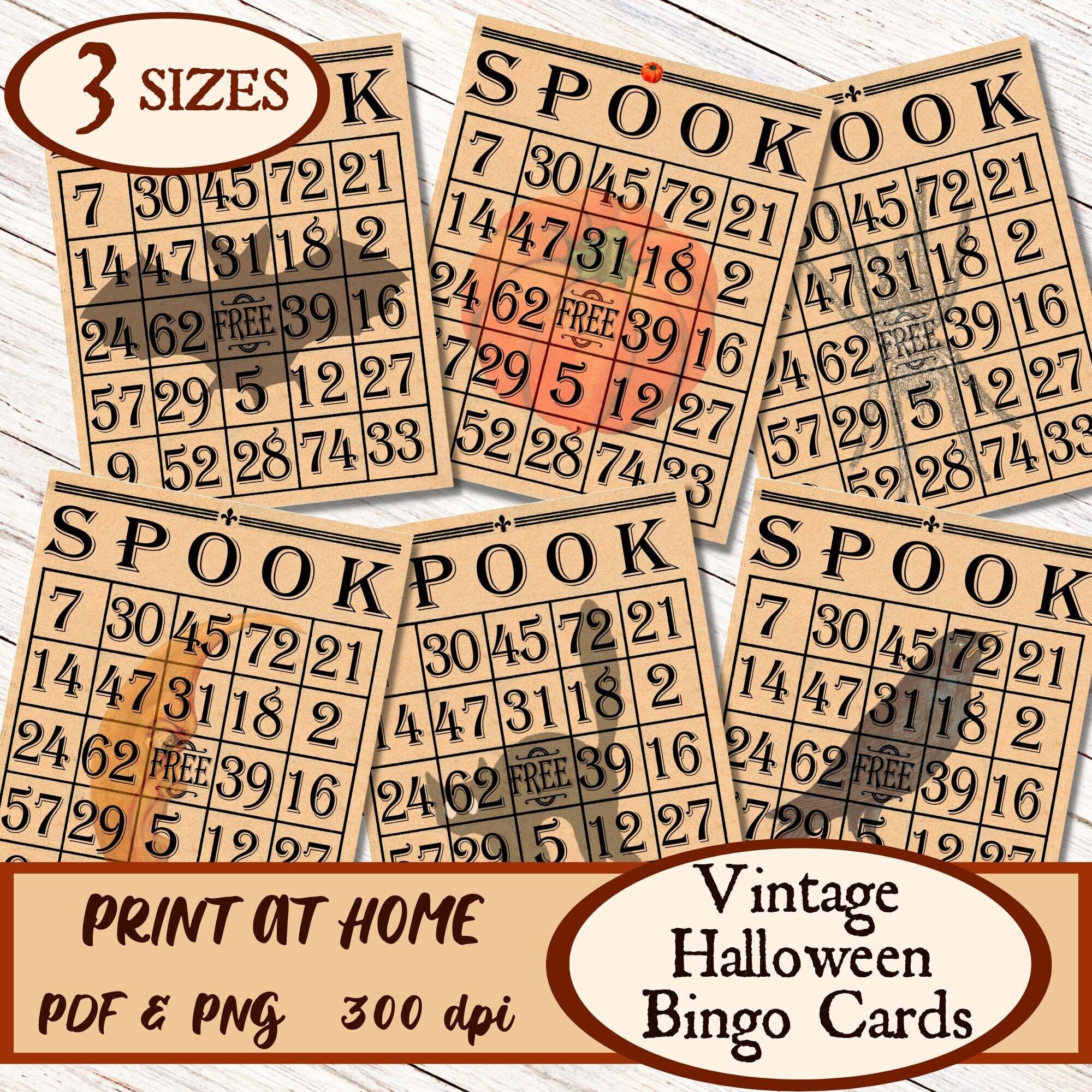 Vintage Printable Halloween Bingo Cards, Vintage Spooky Collage Sheet ...