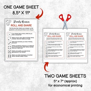 Family Reunion Roll and Share Icebreaker Game, Printable Dice Games ...